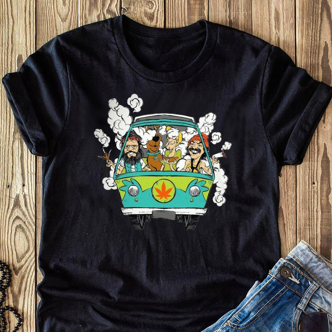 Cheech And Chong With Scooby Doo Smoke T Shirt Size S To 4XL Black ...
