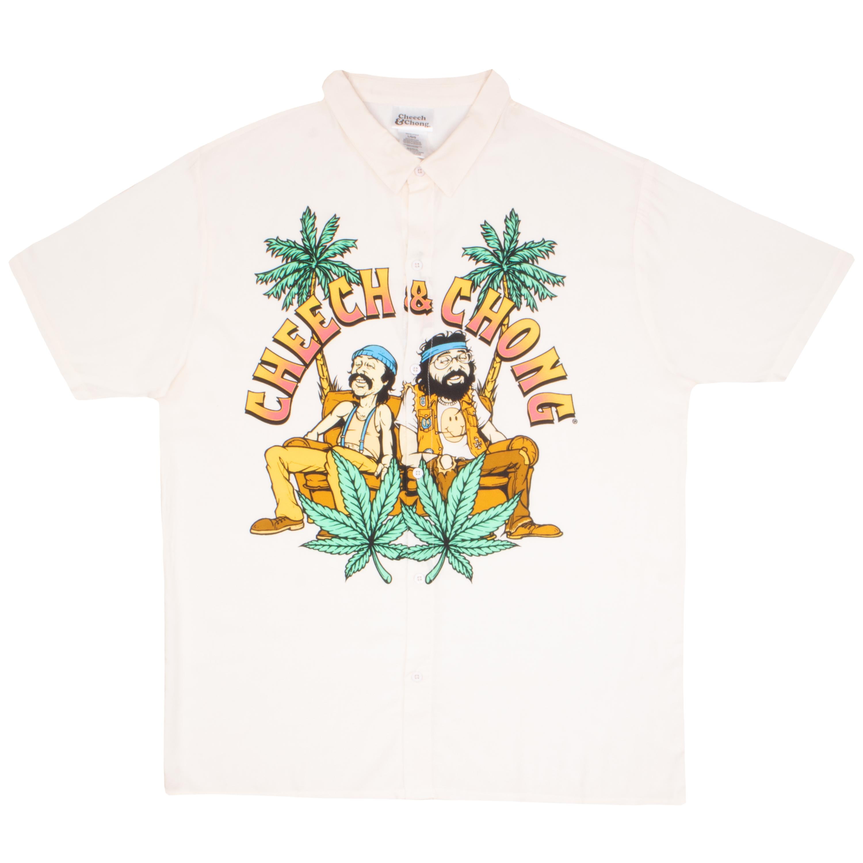 Cheech & Chong Mens Button Down Woven Shirt with Cheech & Chong Graphic ...