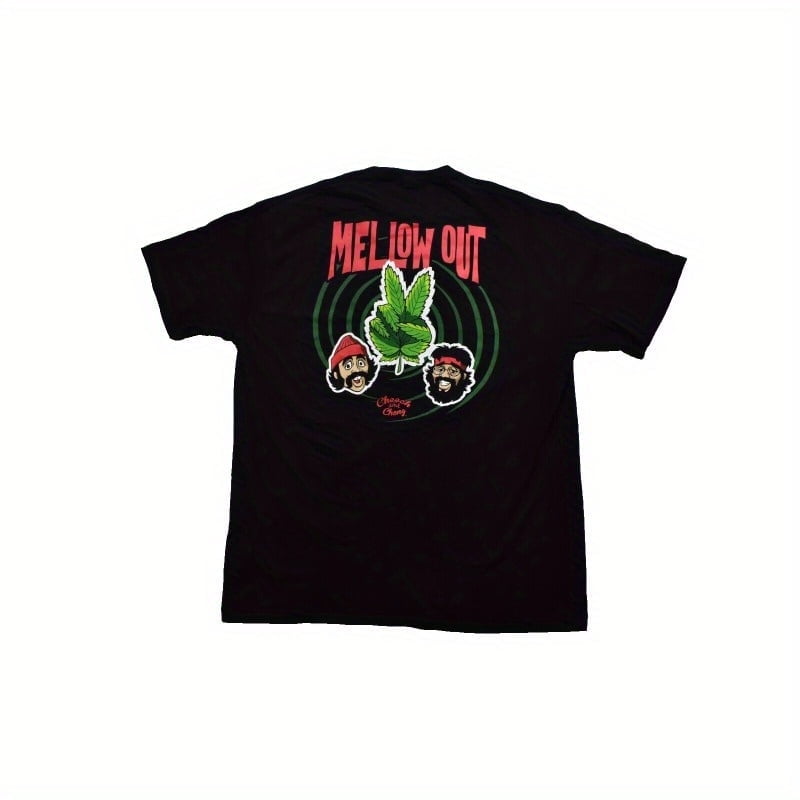 Cheech & Chong Mens Mellow Out Weed Peace Fingers Funny Black Shirt New ...