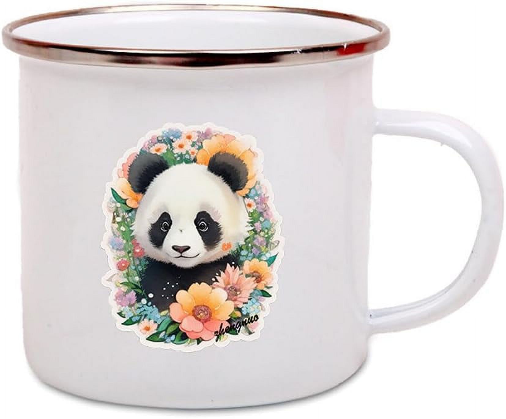 Cheefull Floral Animal Enamel Mug 12oz Coffee Mug Cute Flower Animals ...