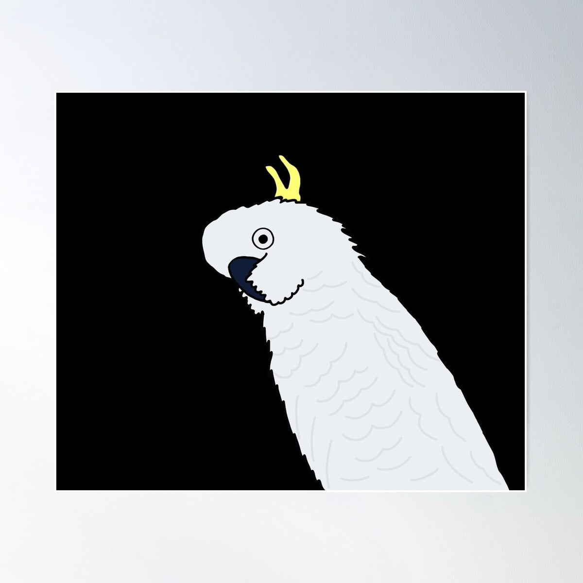 Cheeky Cockatoo On Black Poster Wall Art, Modern Wall Decor For Living ...