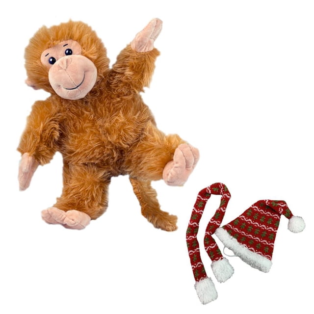 Cheeky Monkey 16 Inch Plush with Festive Knit Hat & Scarf Combo Holiday ...