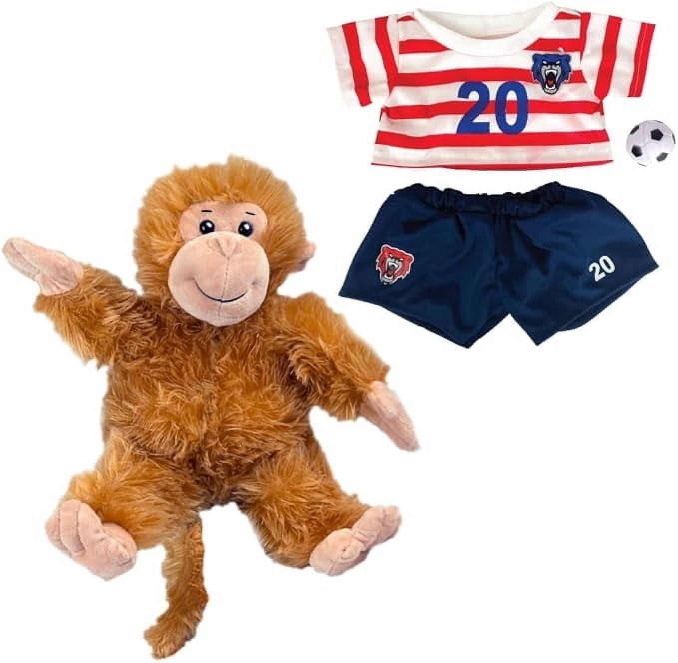 Cheeky Monkey Stuffed Toy with Red Soccer Uniform and Ball - 16" Plush ...