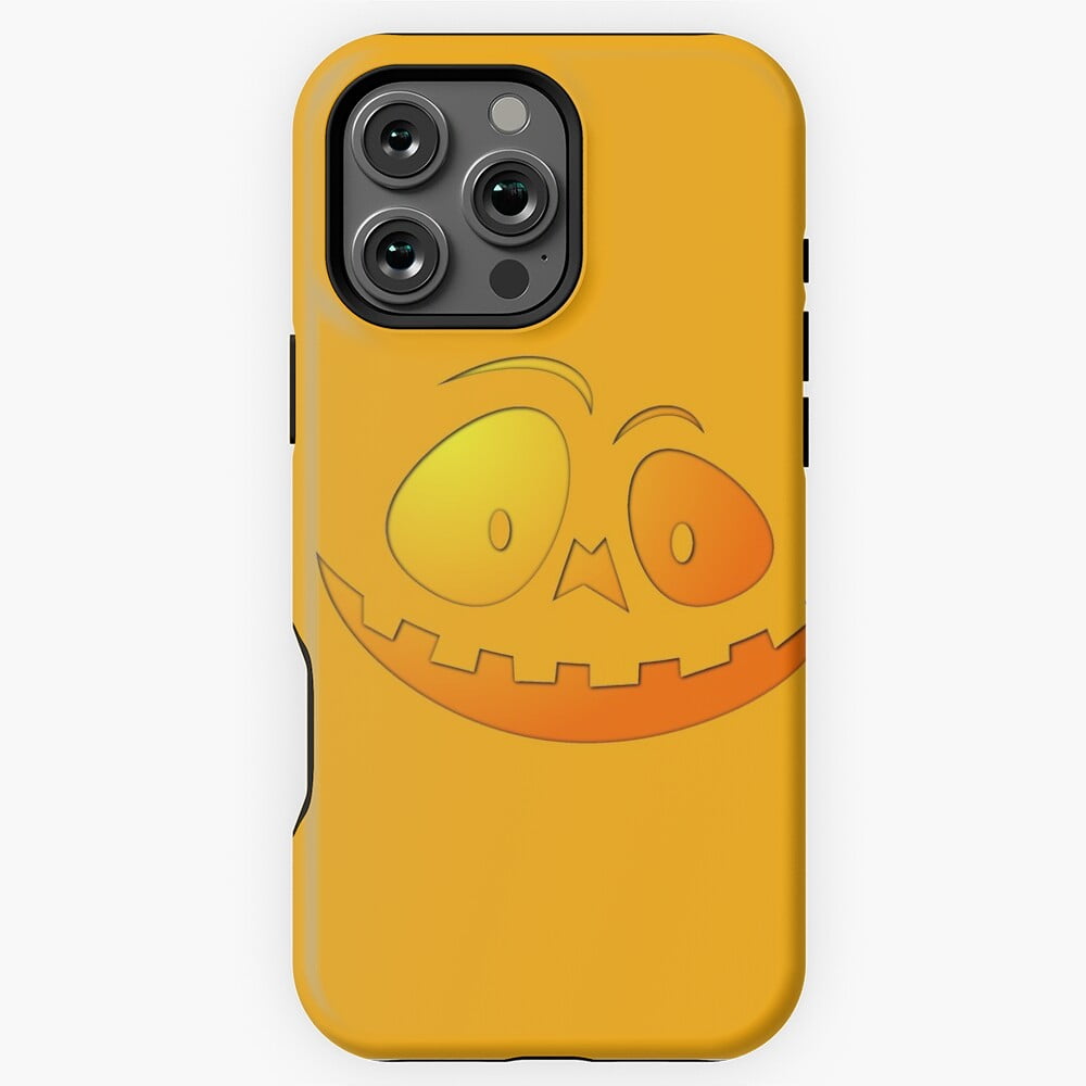Cheeky Pumpkin Face on Pale Pumpkin Orange Phone Case for iPhone 16 15 ...