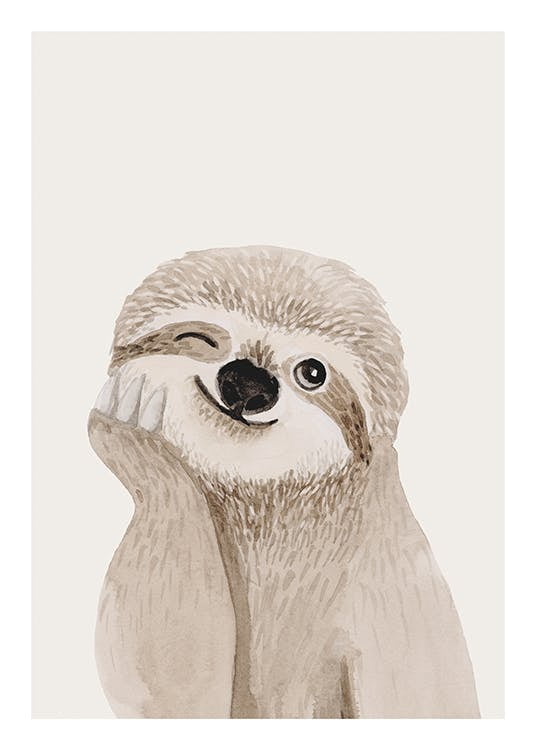 Cheeky Sloth Print Wall Art, Modern Wall Decor For Living Room Bedroom ...
