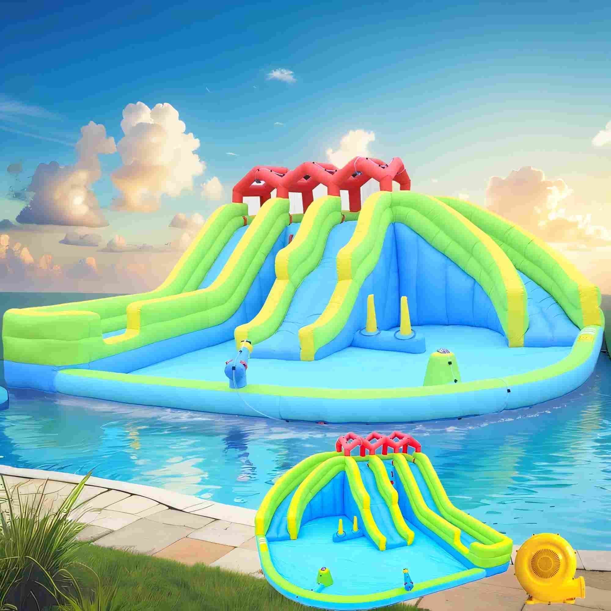 Cheelom Large Infltable Water Slide, Outdoor Water Park with Blower ...
