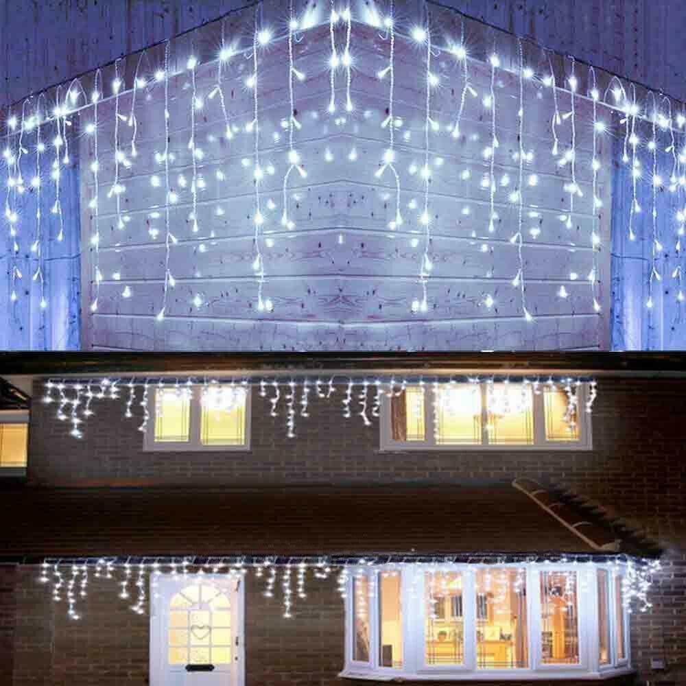 Cheelom 96 LED White Icicle Lights Outdoor Waterproof Christmas Icicle ...