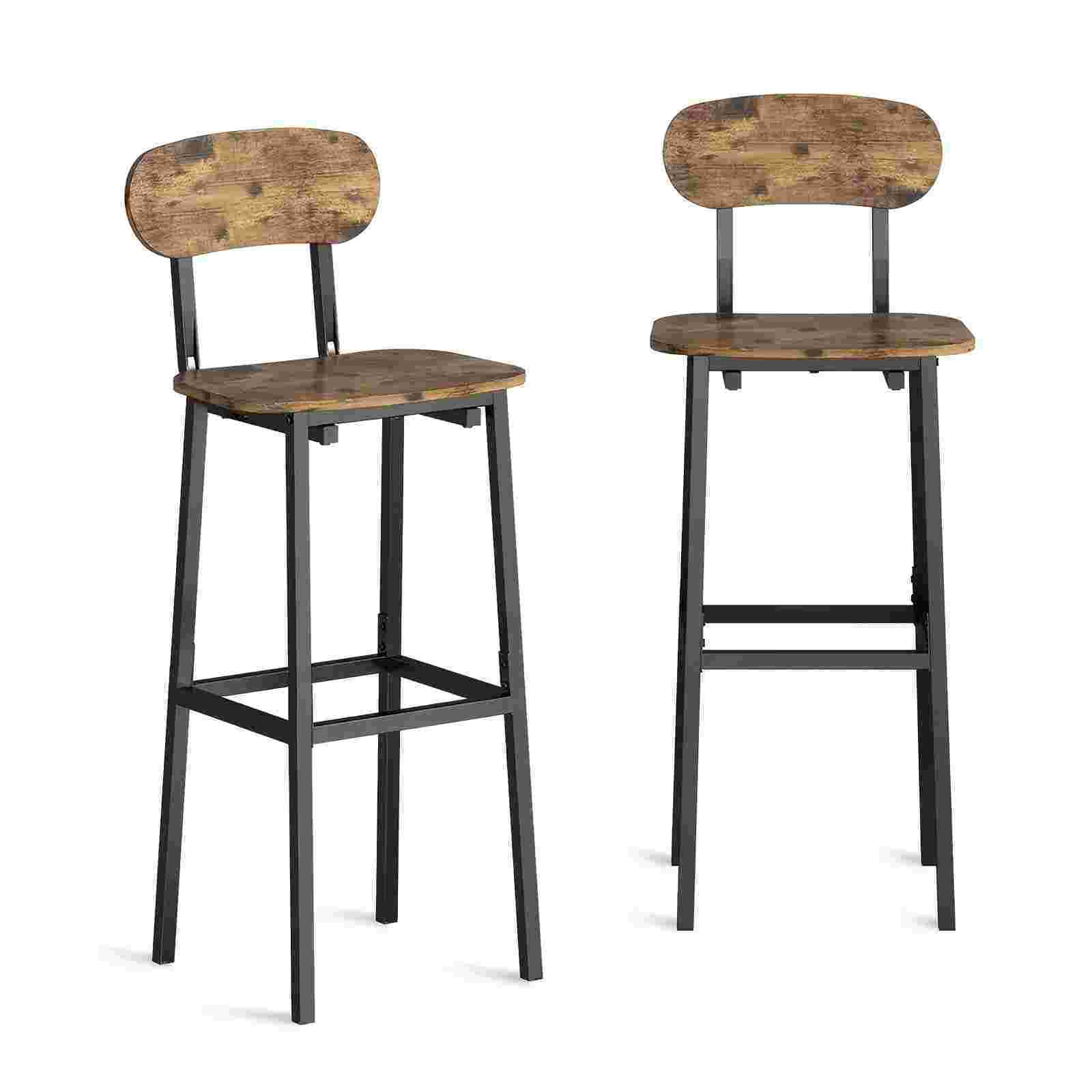 Cheelom Bar Stools, Set of 2 Tall Bar Stools with Backrest and Footrest ...