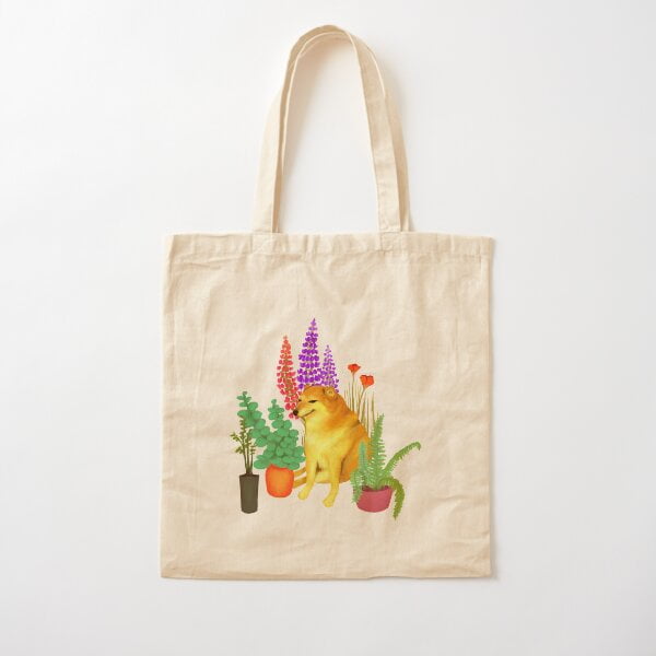 Cheems Dog In The Plants Cotton Tote Bag Canvas Tote Bag, Family Gift ...