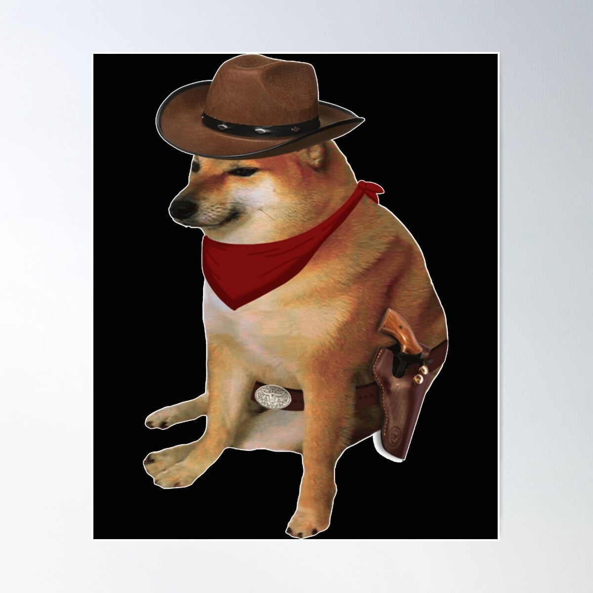 Cheems Doge Cowboy Poster Wall Art, Modern Wall Decor For Living Room ...