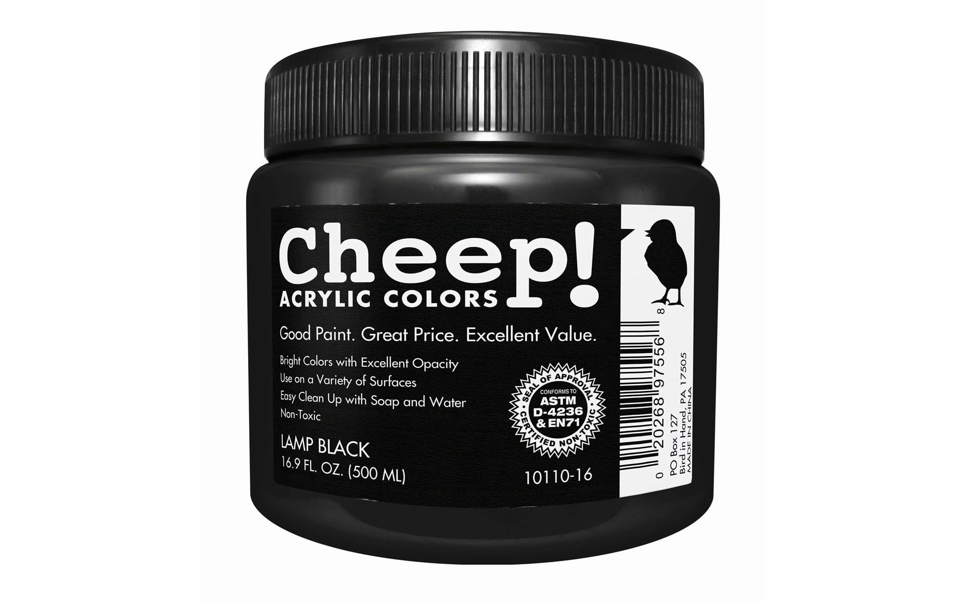 Cheep! Acrylic Paints, 16.9 oz. jar - Lamp Black, Perfect for Artists ...