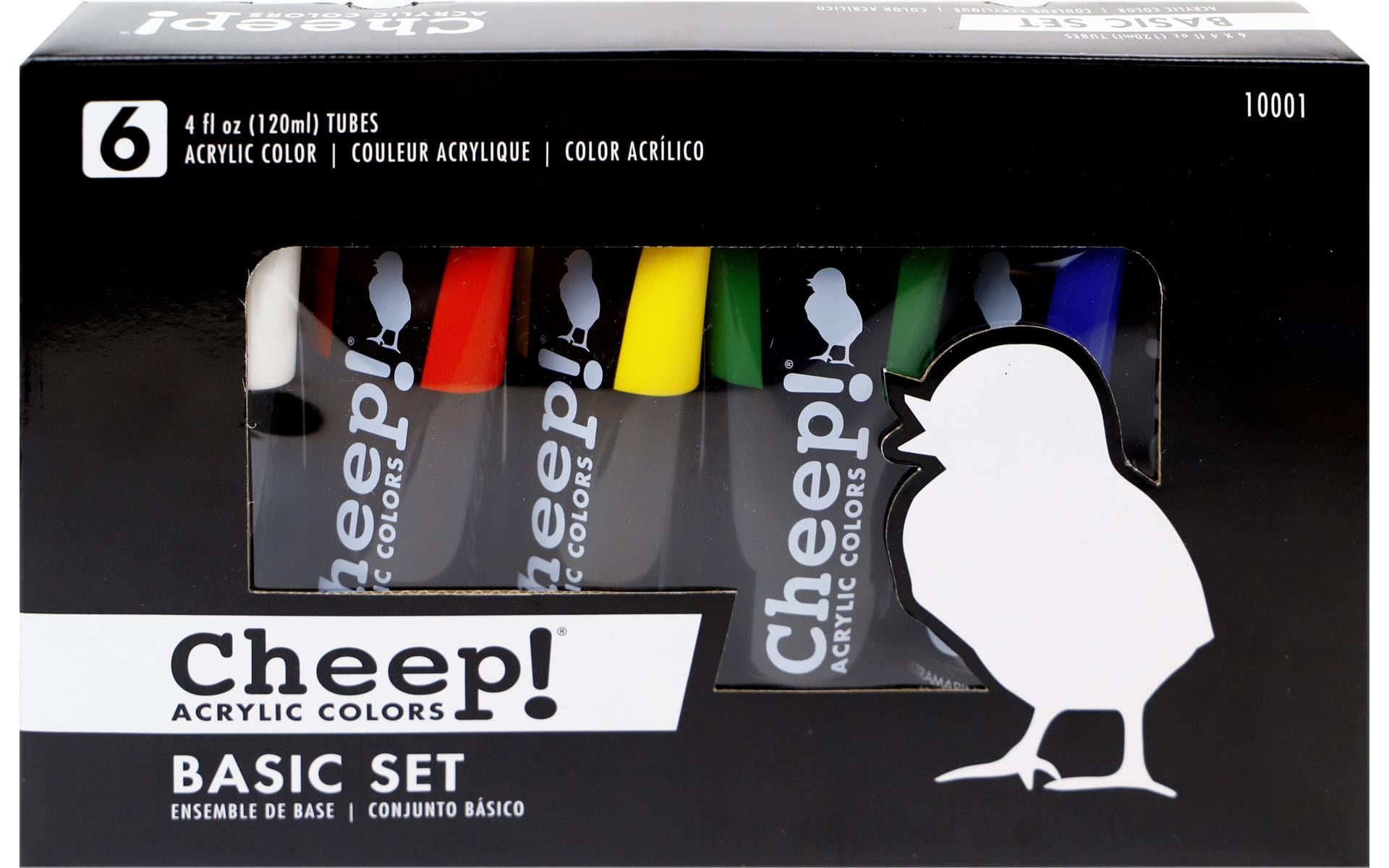 Cheep! Acrylic Paints, 4 oz. Tube - 6 Color Paint Set, Perfect for ...