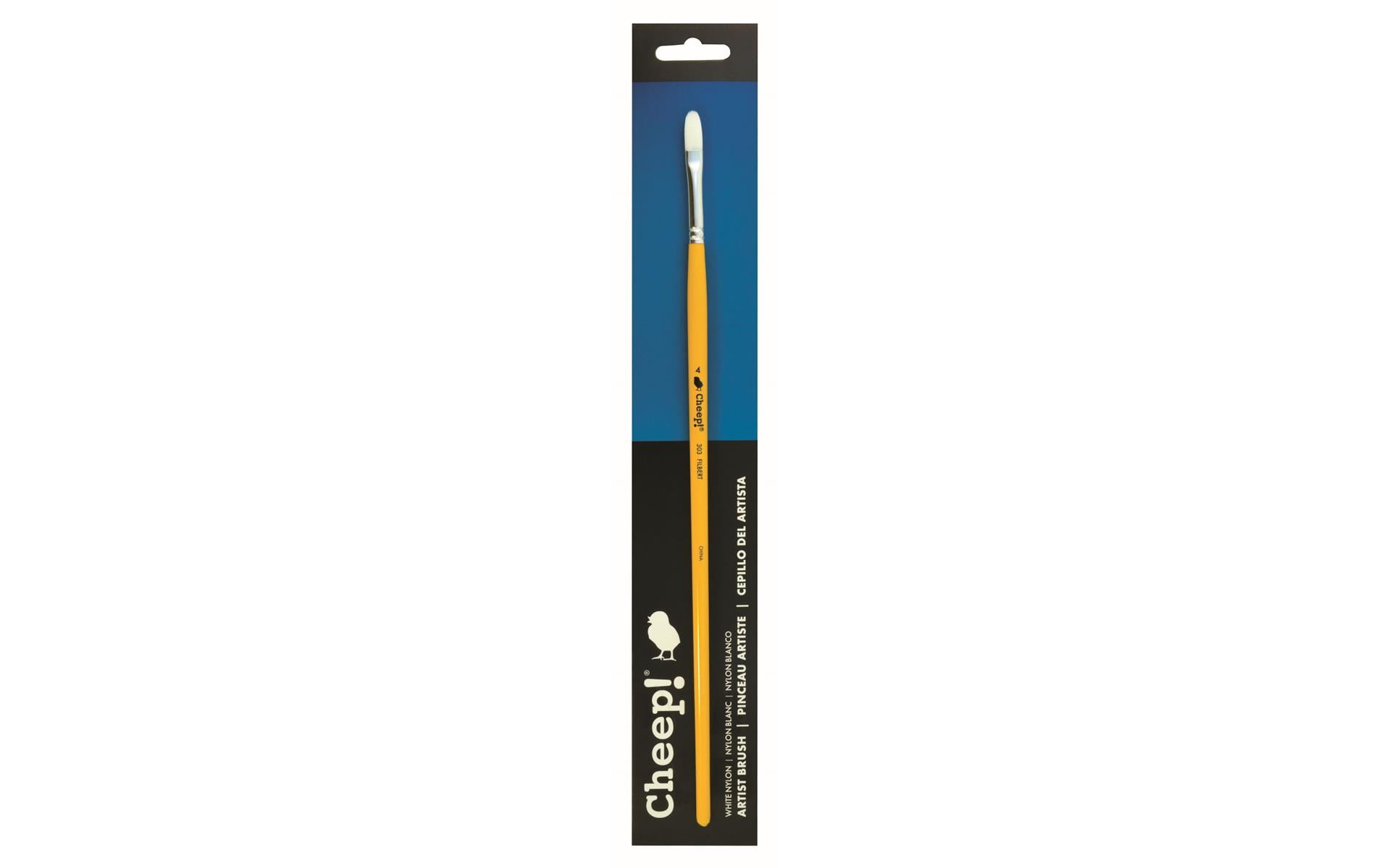 Cheep! White Nylon LH Filbert #4 Paint Brush with Wood Handle - paint ...