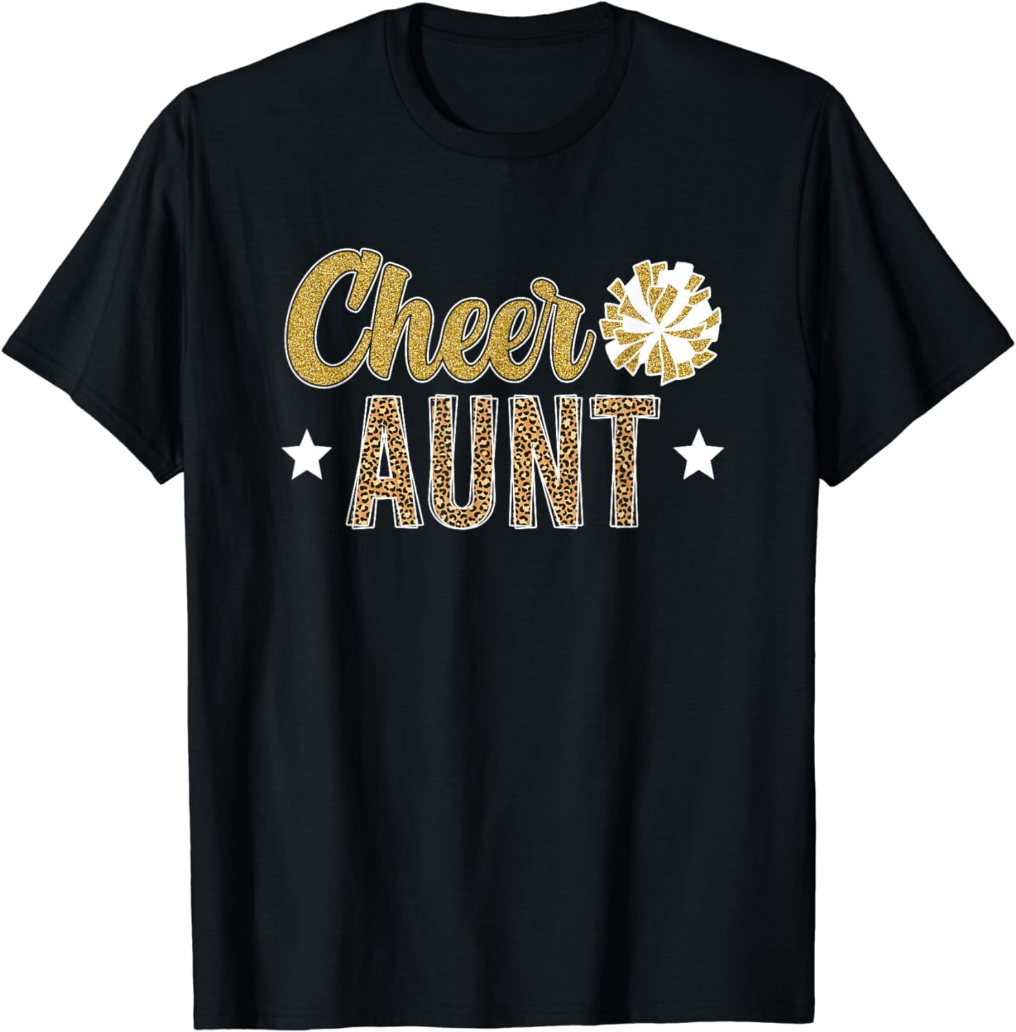 Cheer Aunt Leopard Cheerleading Auntie Cheerleader Aunt T-Shirt ...