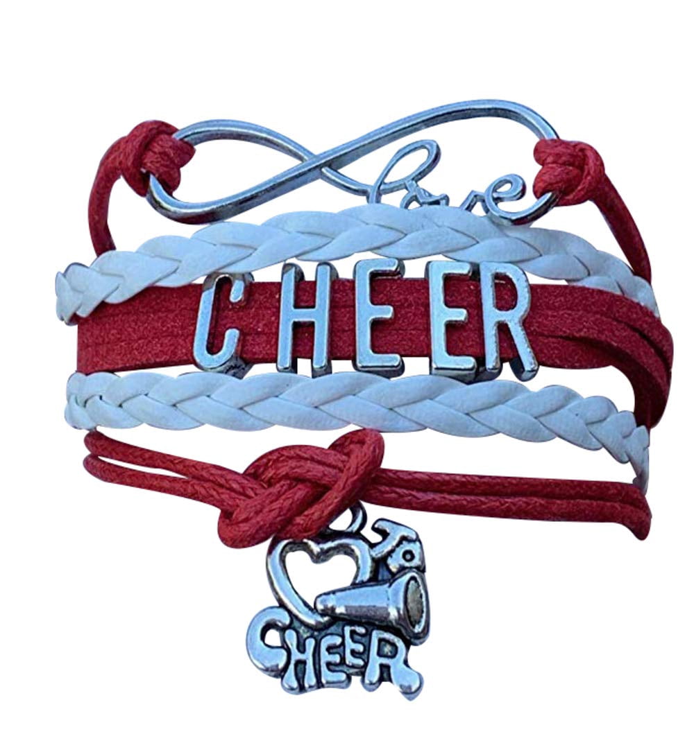 Cheer Bracelet - Cheerleading Charm Infinity Bracelet - Cheer Jewelry ...
