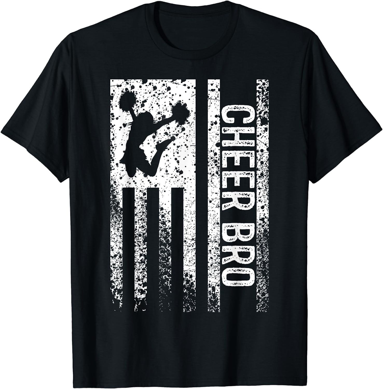 Cheer Bro Vintage American Flag Brother Cheerleader Squad T-Shirt ...