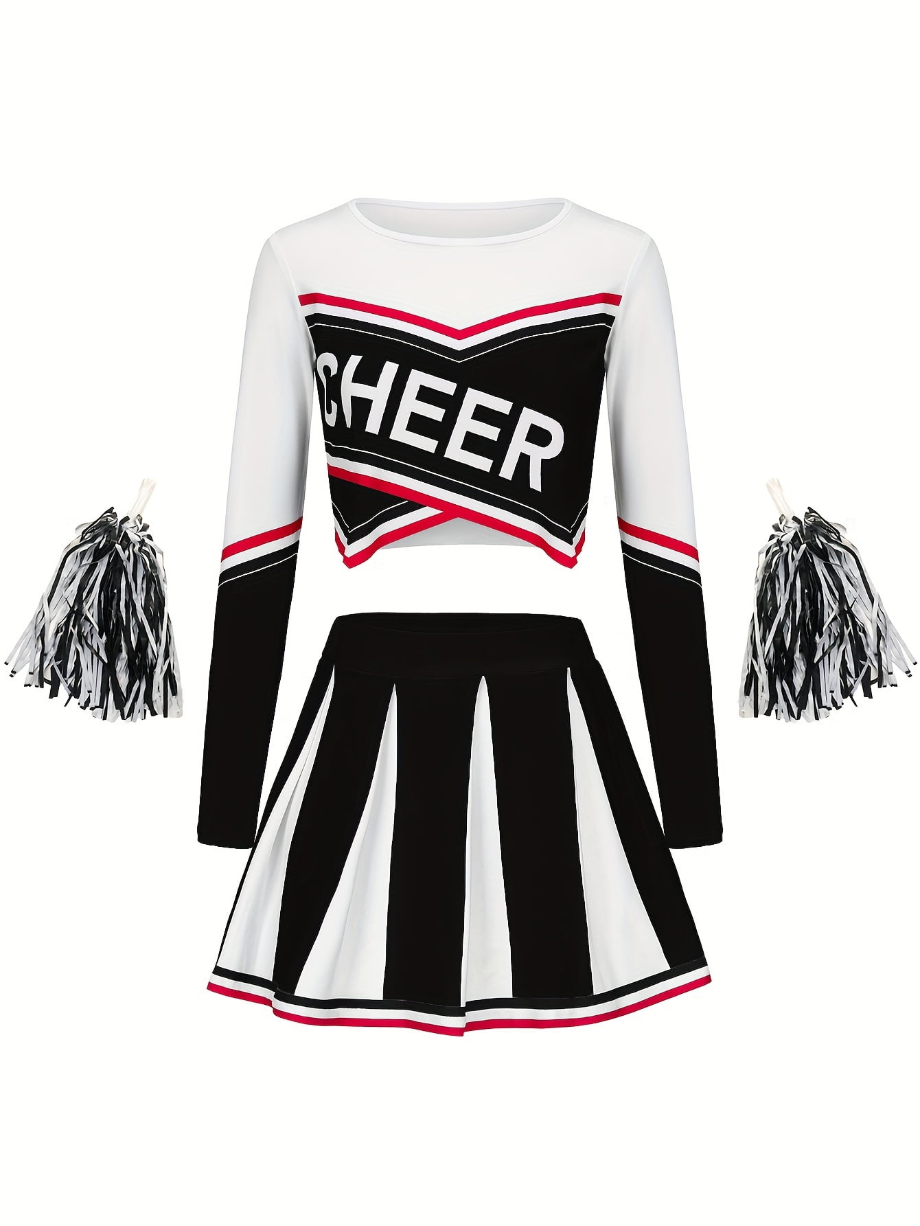 Cheer Cheerleading Blue Skirt set Cute Sports Children's Pom-poms ...