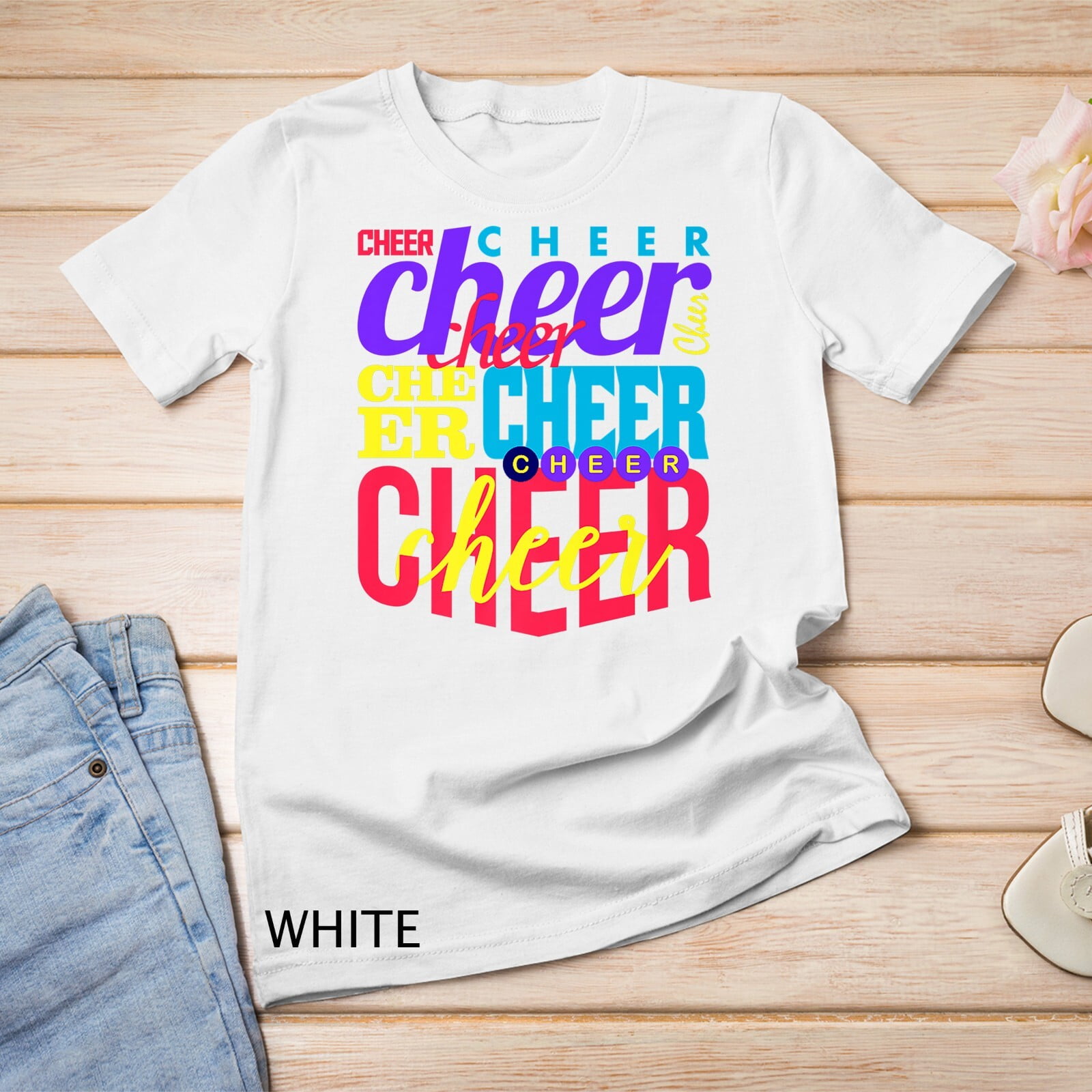Cheer Cheerleading Cheerleader Typography Collage Premium Unisex T ...