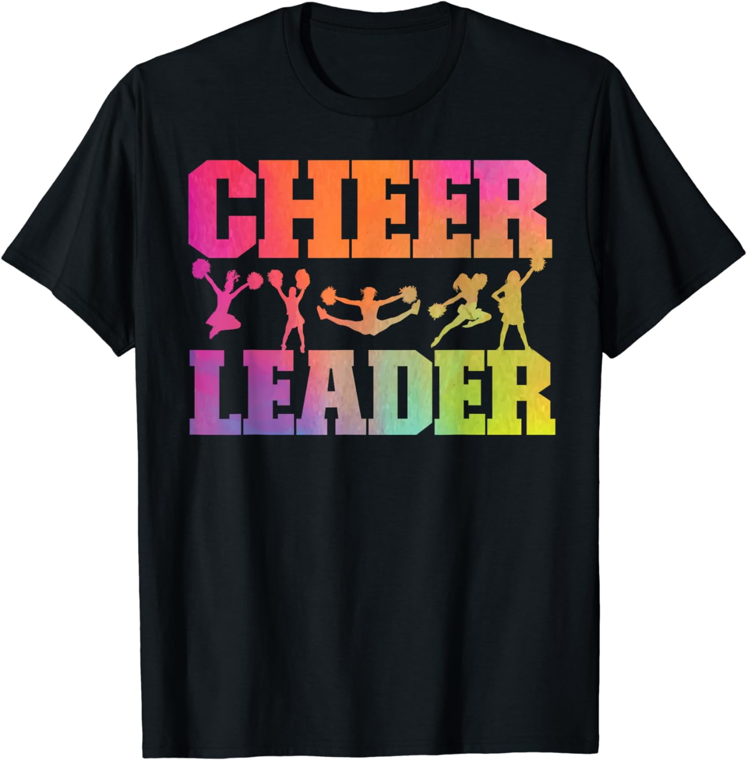 Cheer Cheerleading Watercolor Rainbow Cheer Leader T-Shirt - Walmart.com