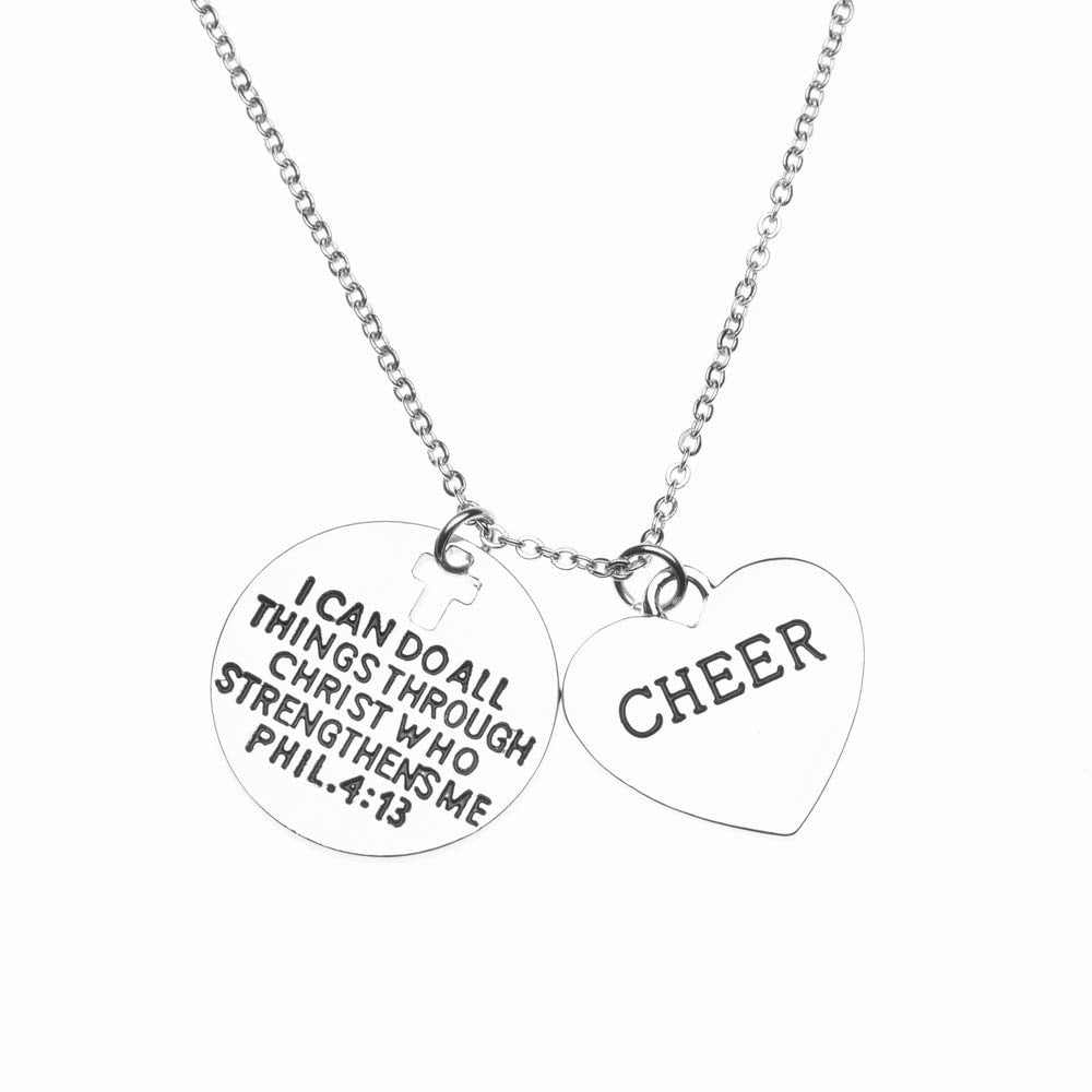 Cheer Christian Necklace, Faith I Can Do All Things Through Christ Who ...