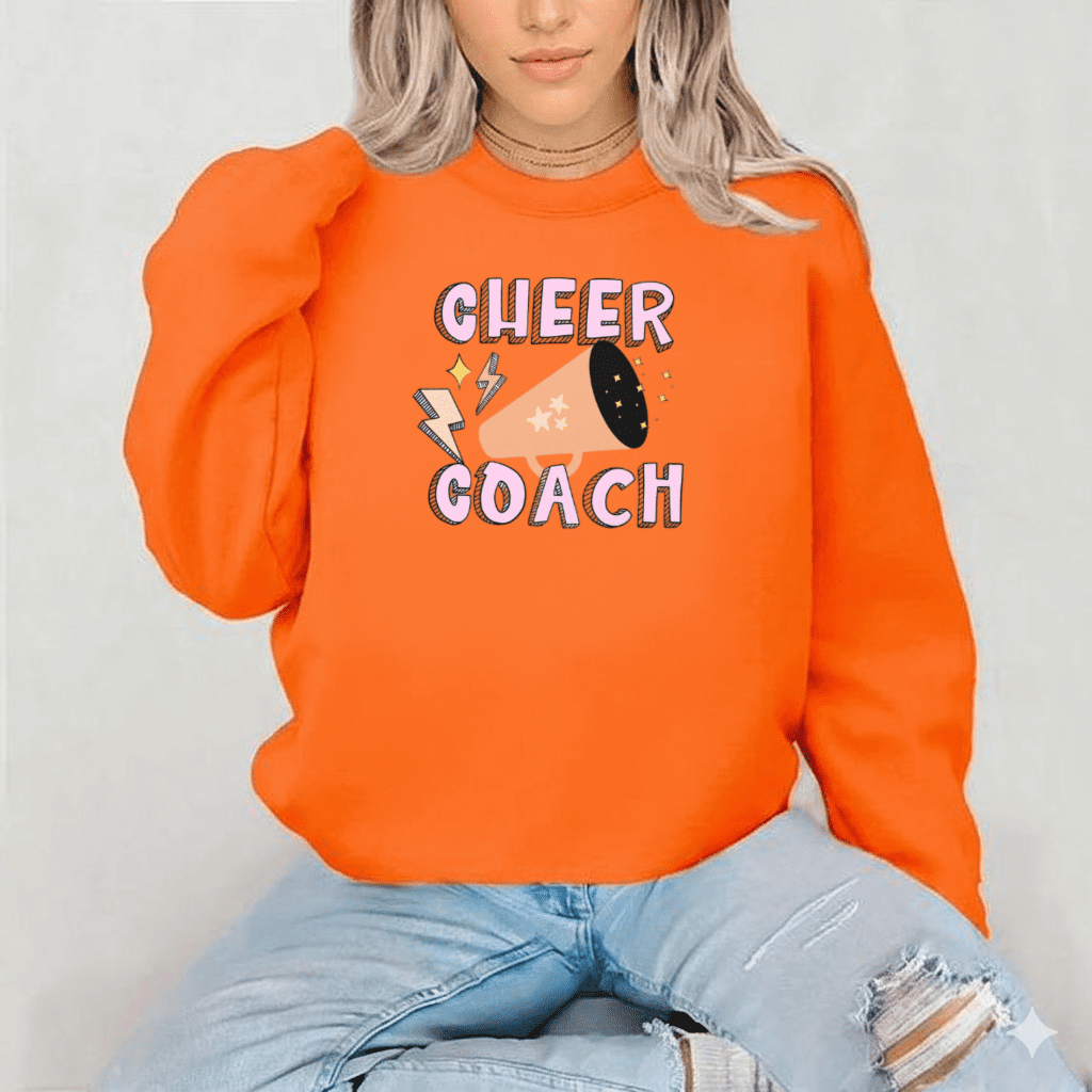 Cheer Coach Quote Spirit Squad Funny Team Humor Gift Cartoon Sweatshirt ...