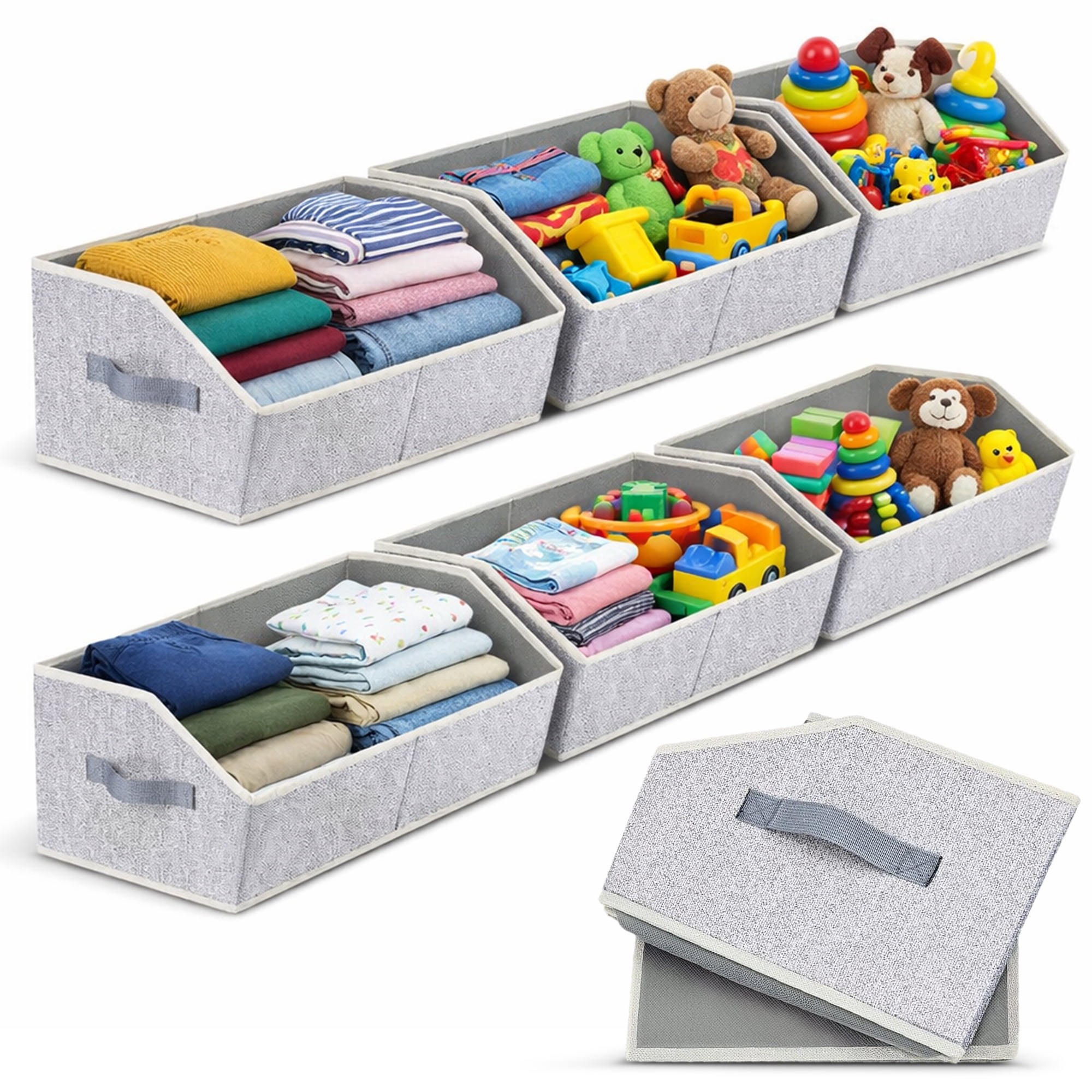 Cheer Collection 6 Pack Trapezoid Closet Organizer Bins with Handles ...