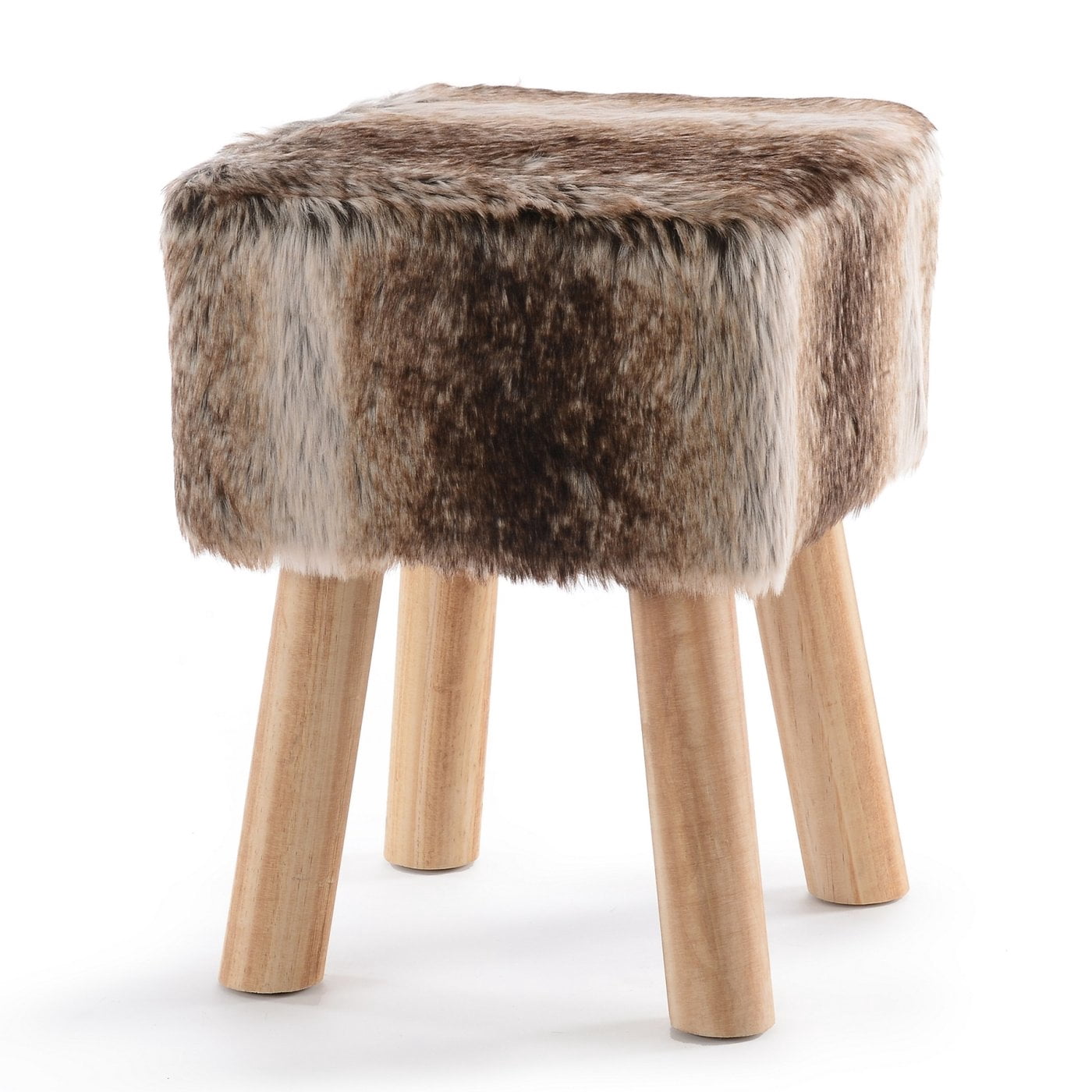 Cheer Collection Faux Fur Wood Leg Stool - Walmart.com