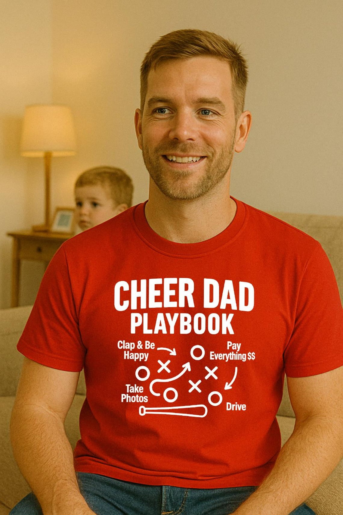 Cheer Dad Playbook T-Shirt – Cheer Dad Graphic Tee with Game Plan ...