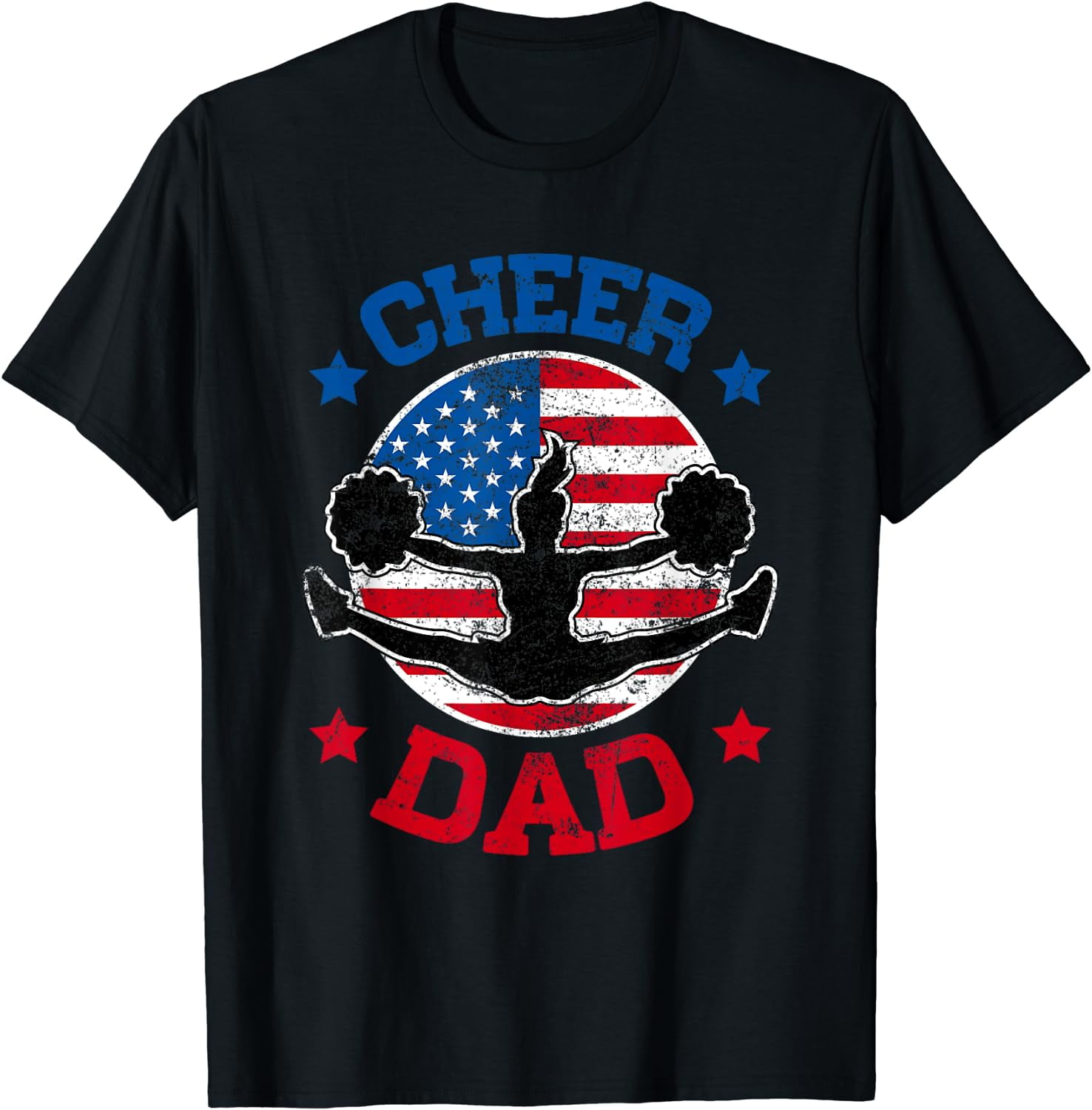 Cheer Dad Proud Fathers Day Cheerleading Girl Competition T-Shirt Black ...
