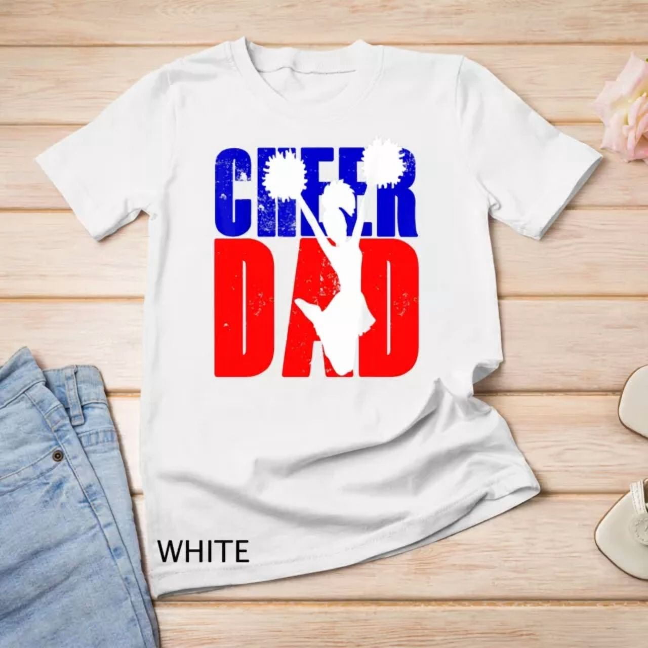 Cheer Dad Shirt Cheerleader Cheerleading Patriotic Usa Unisex T-Shirt ...