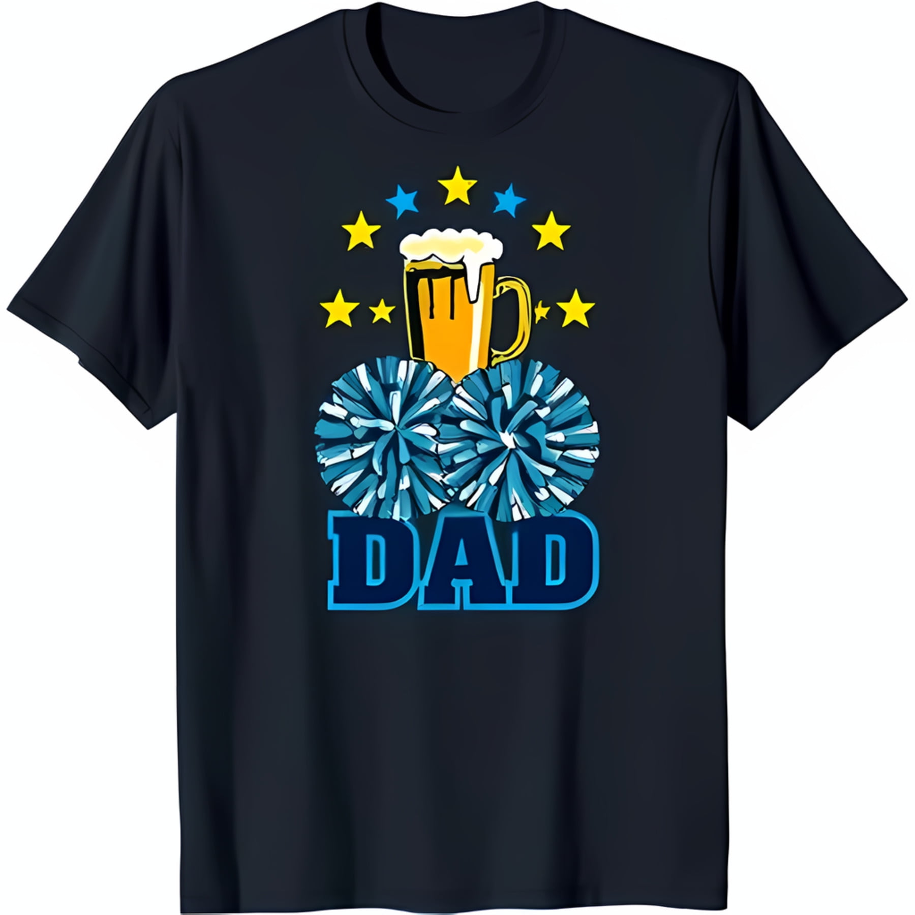 Cheer Dad T-Shirt with Pom Poms & Mug Fun Black Tee for Proud Fathers ...