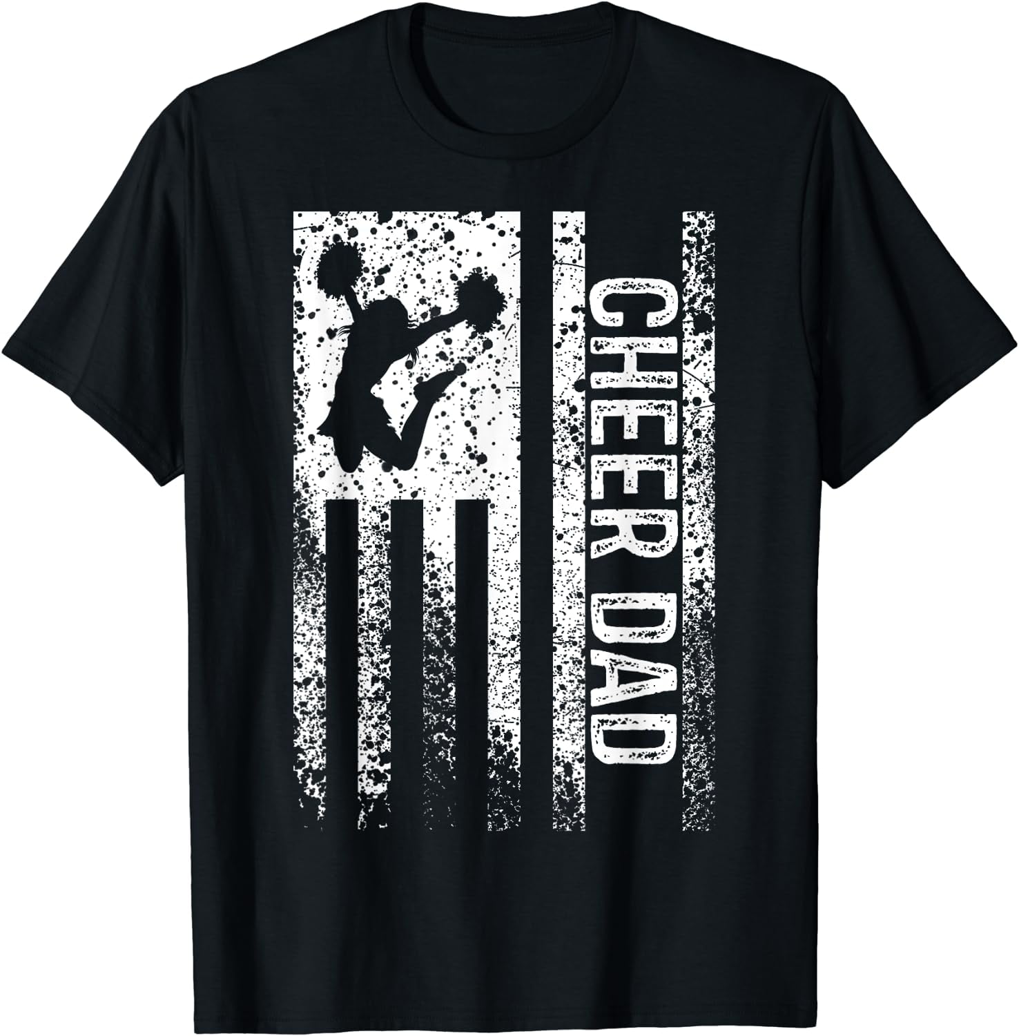 Cheer Dad Vintage American Flag Father Cheerleader Squad T-Shirt ...