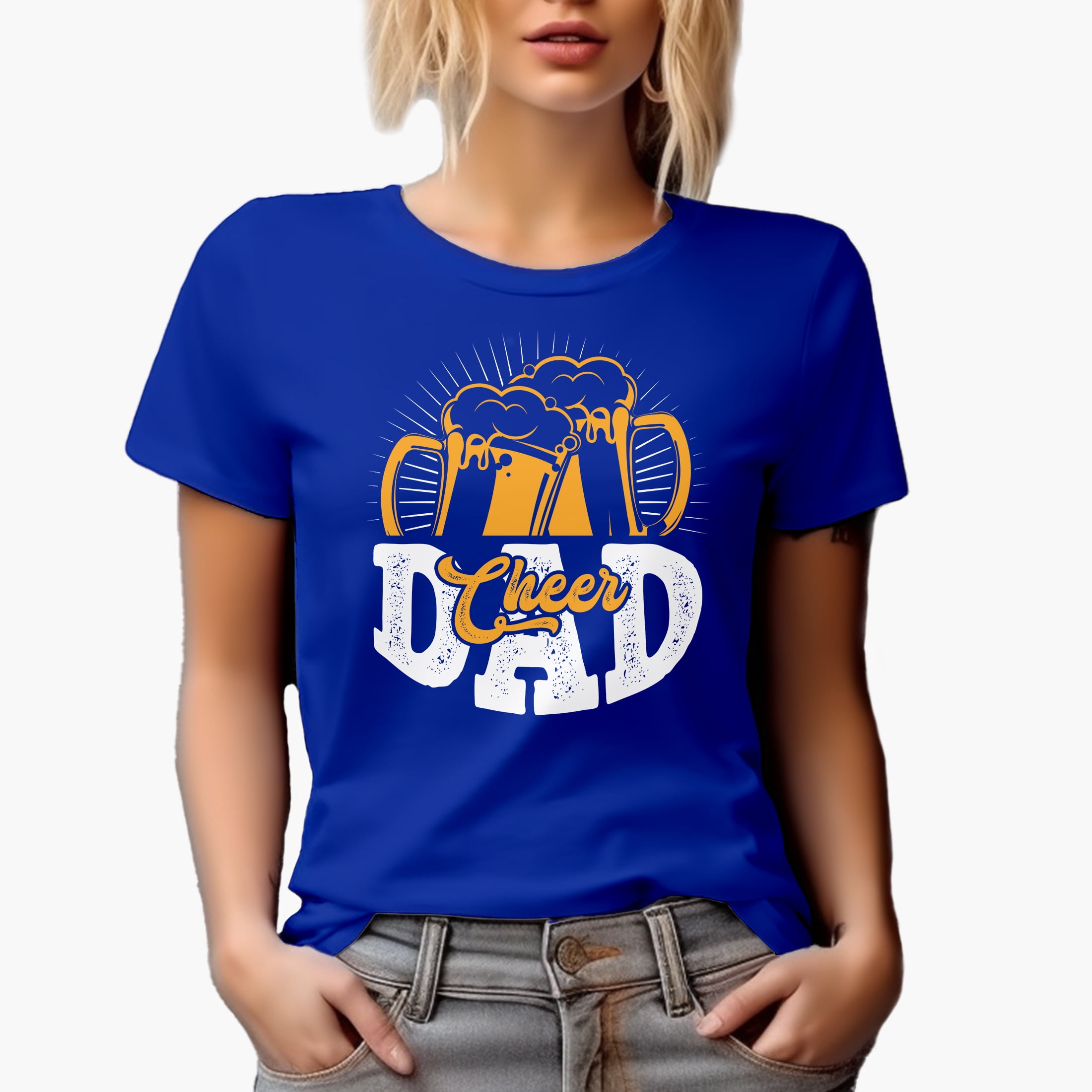 Cheer Dad with Beer Mugs, Royal Blue T-Shirt, Small - Walmart.com