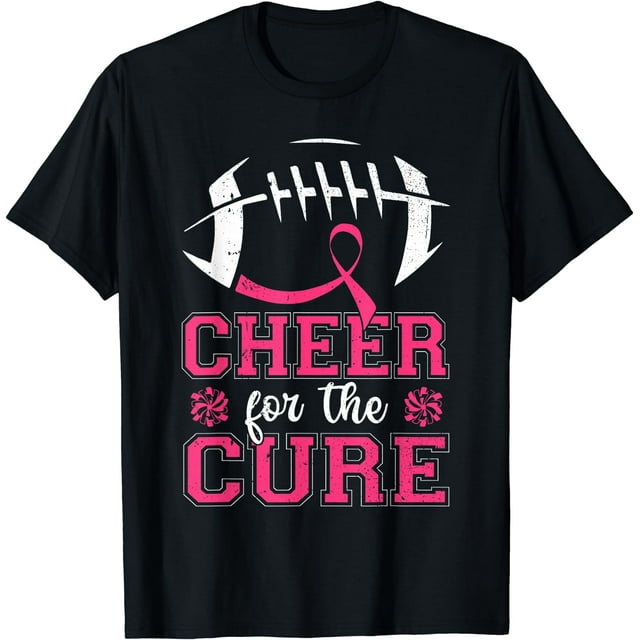 Cheer For A Cure Cheerleading Breast Cancer Mom Football T-Shirt ...