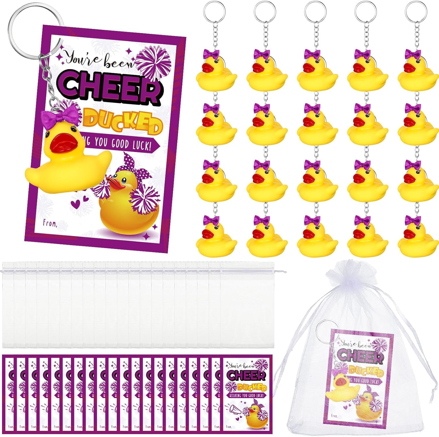 Cheer Gifts Duck You've Been Cheer Ducked Tags Bows Organza Bags for ...
