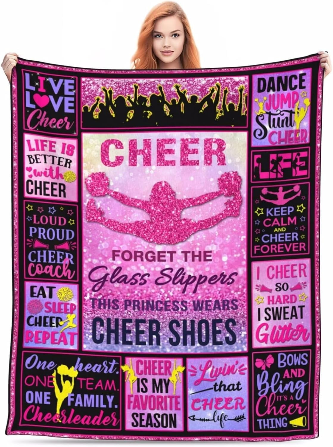 Cheer Gifts for Girls & Cheerleaders - Cozy Flannel Throw Blanket, 60 ...