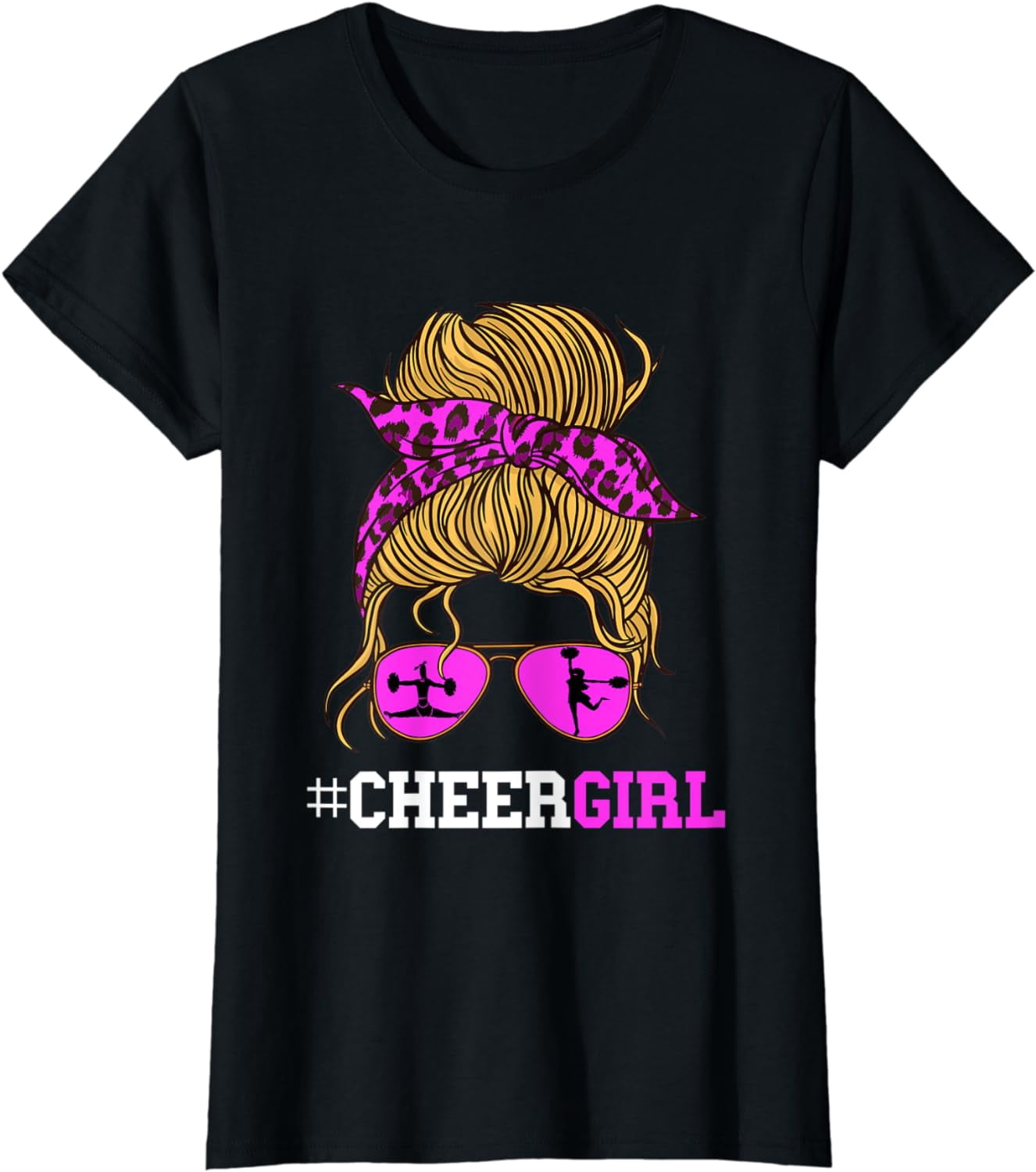 Cheer Girl Cheerleader Scarf Cheerleading Sunglass Pom Poms T-Shirt ...
