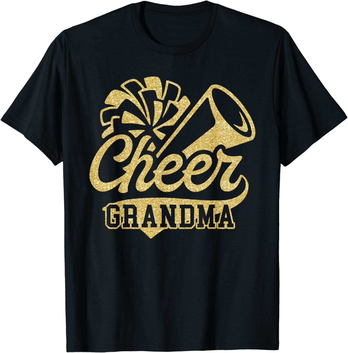 Cheer Grandma Biggest Fan Black Yellow Gold Pom Pom T-Shirt - Walmart.com