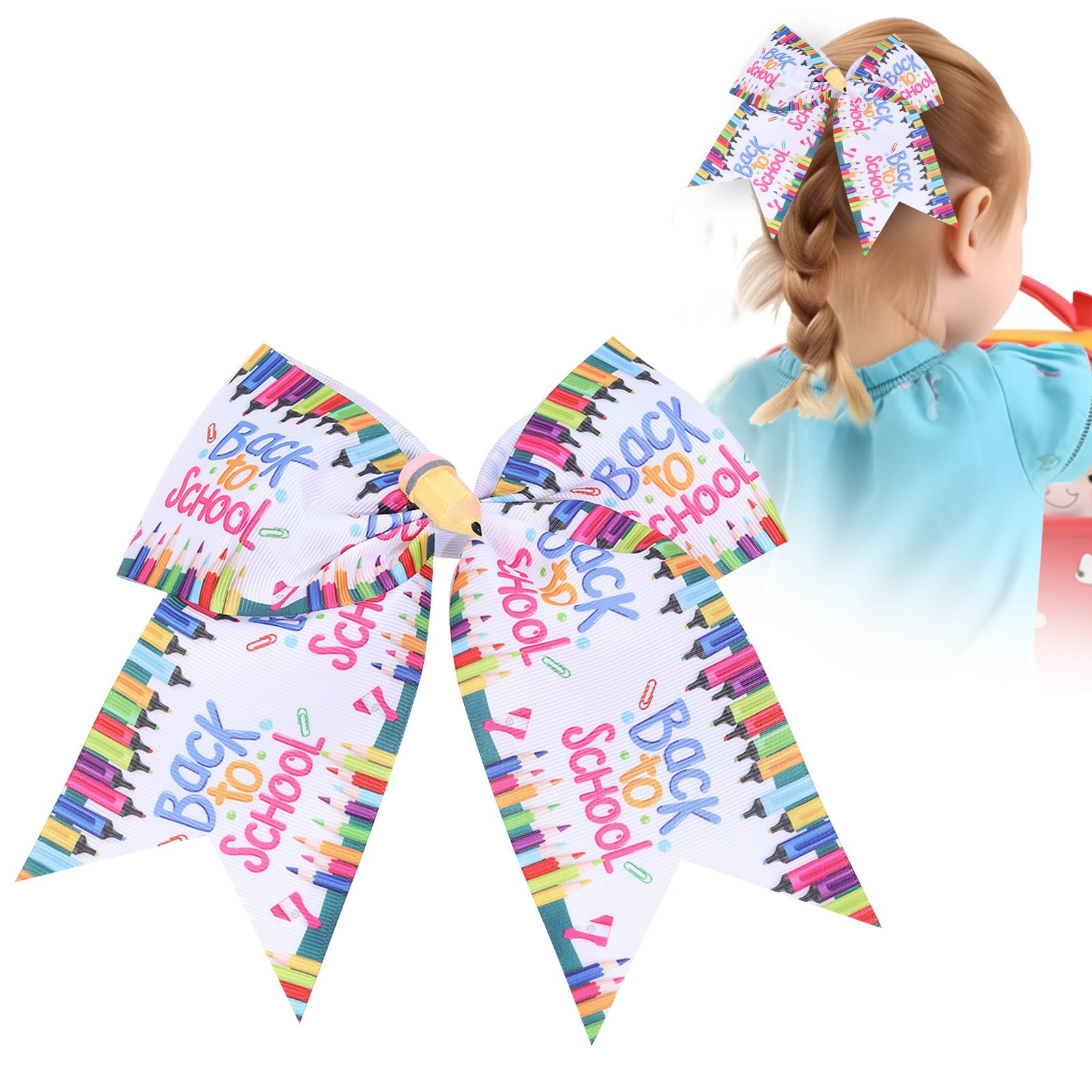 Cheer Hair Bow Clip - Large School Bus Hair Bows For Girls, Back To ...