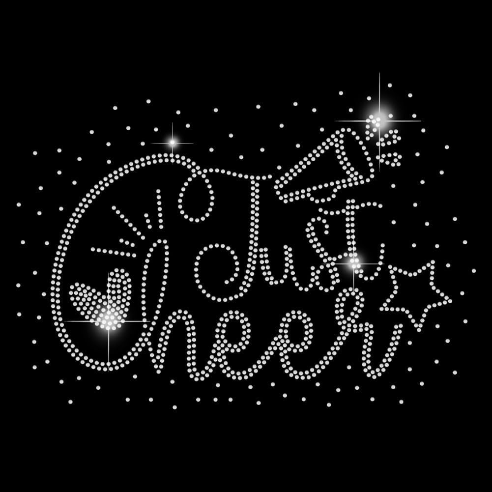 Cheer Iron on Rhinestones Transfer Just Cheer Letter Bling Decals for ...