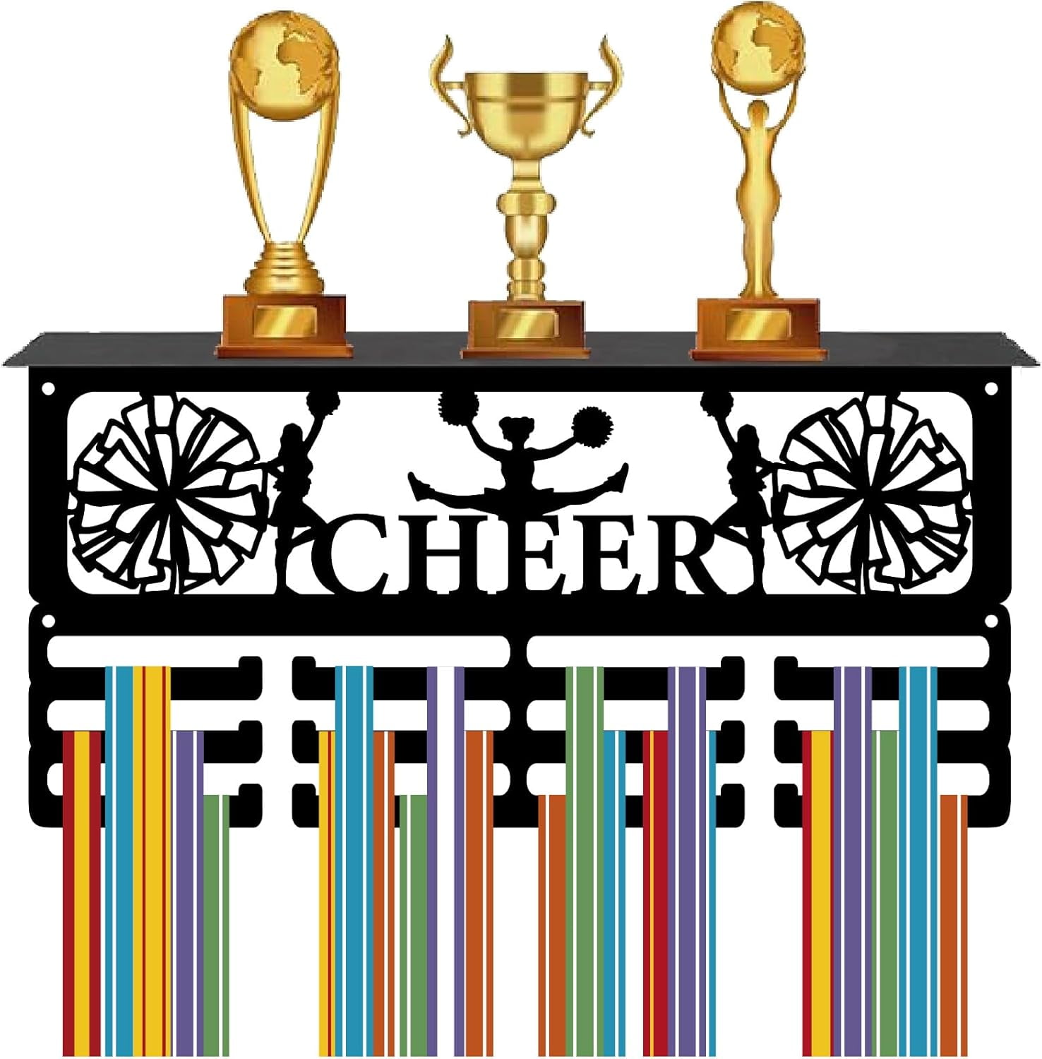 Cheer Medal Holder Black Cheerleader Medal Hanger Trophy Shelf Display ...