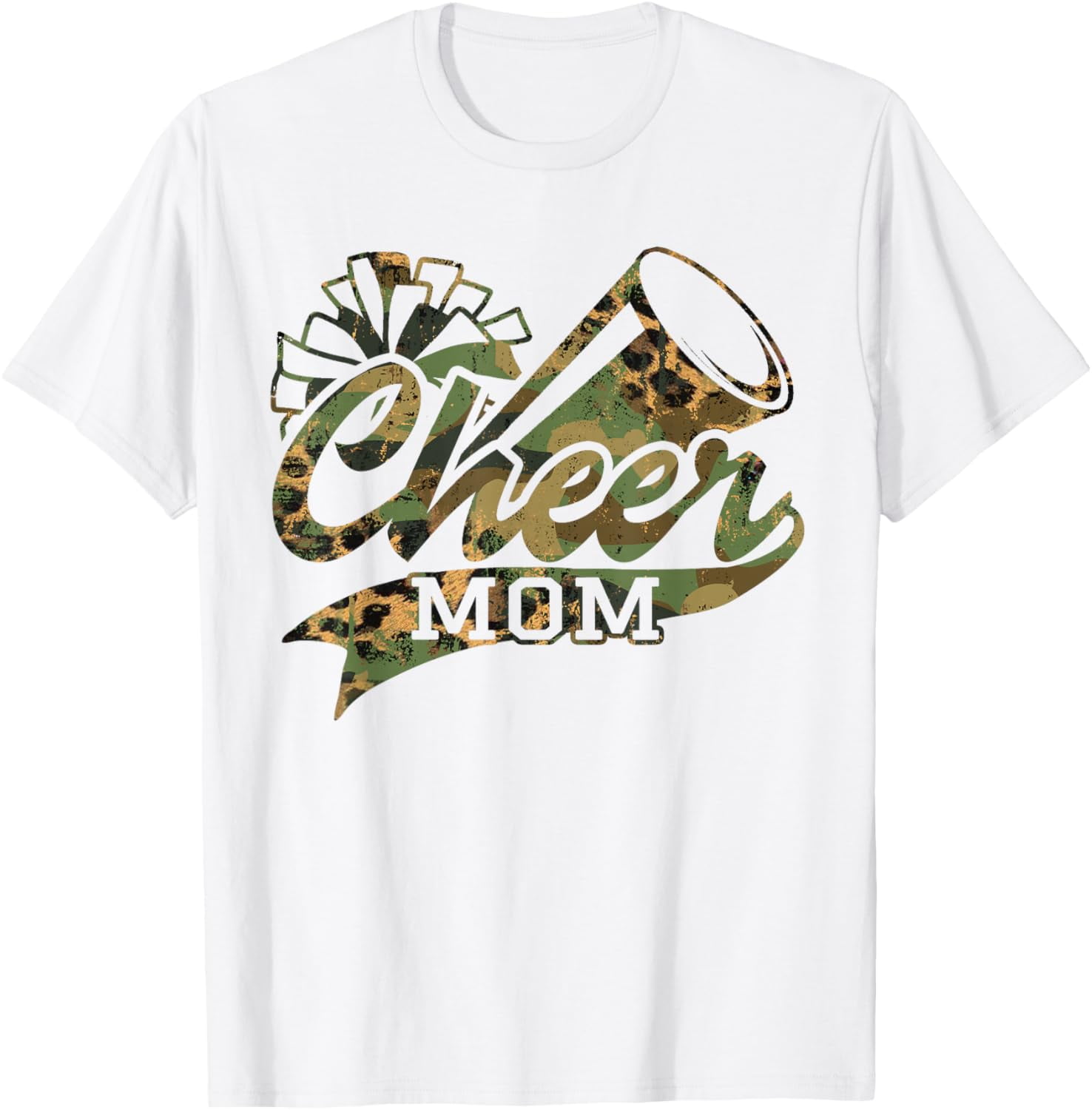 Cheer Mom Biggest Fan Pom Cheermom Leopard Camo Cheetah T-Shirt Tops ...