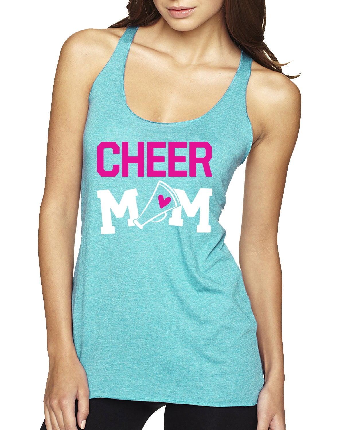 Cheer Mom Kids Super-Fan Love Pink Heart | Womens Sports Premium Tri ...