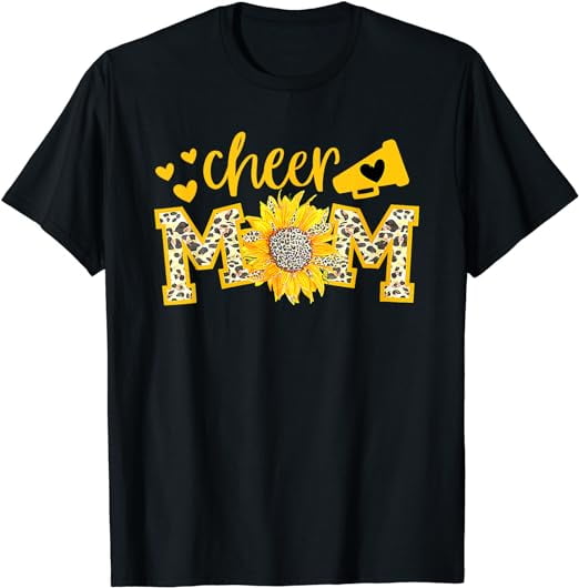 Cheer Mom Megaphone Cute Sunflower Leopard Cheetah T-Shirt - Walmart.com