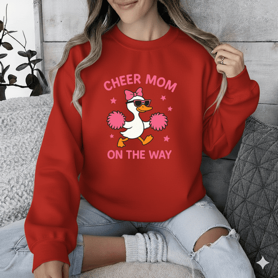 Cheer Mom On The Way Funny Goose Mascot Cartoon Sports Family Humor ...