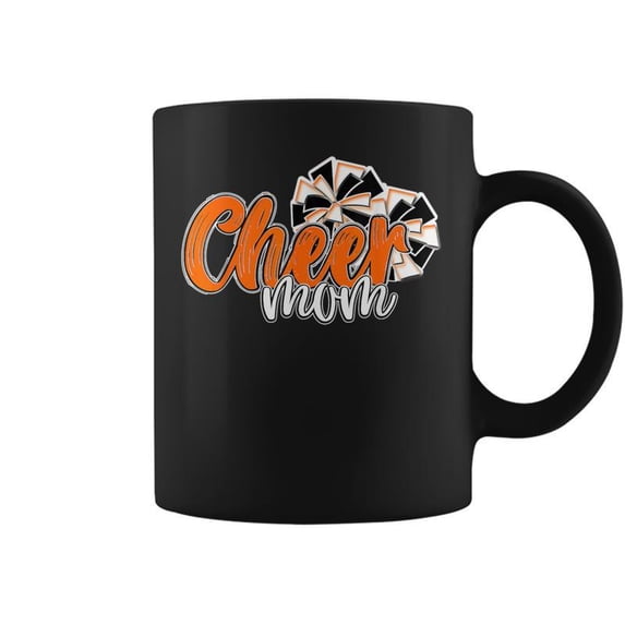 Cheer Mom Top Pom Poms Orange Mascot Colors School Coffee Mugs ...