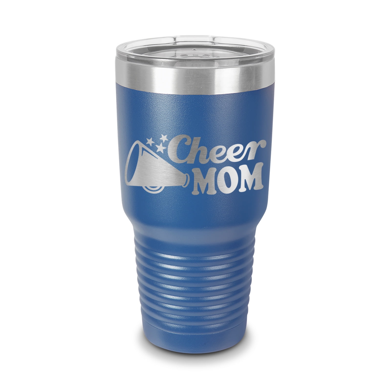Cheer Mom Tumbler 30 oz - Laser Engraved w/ Clear Lid - Stainless Steel ...