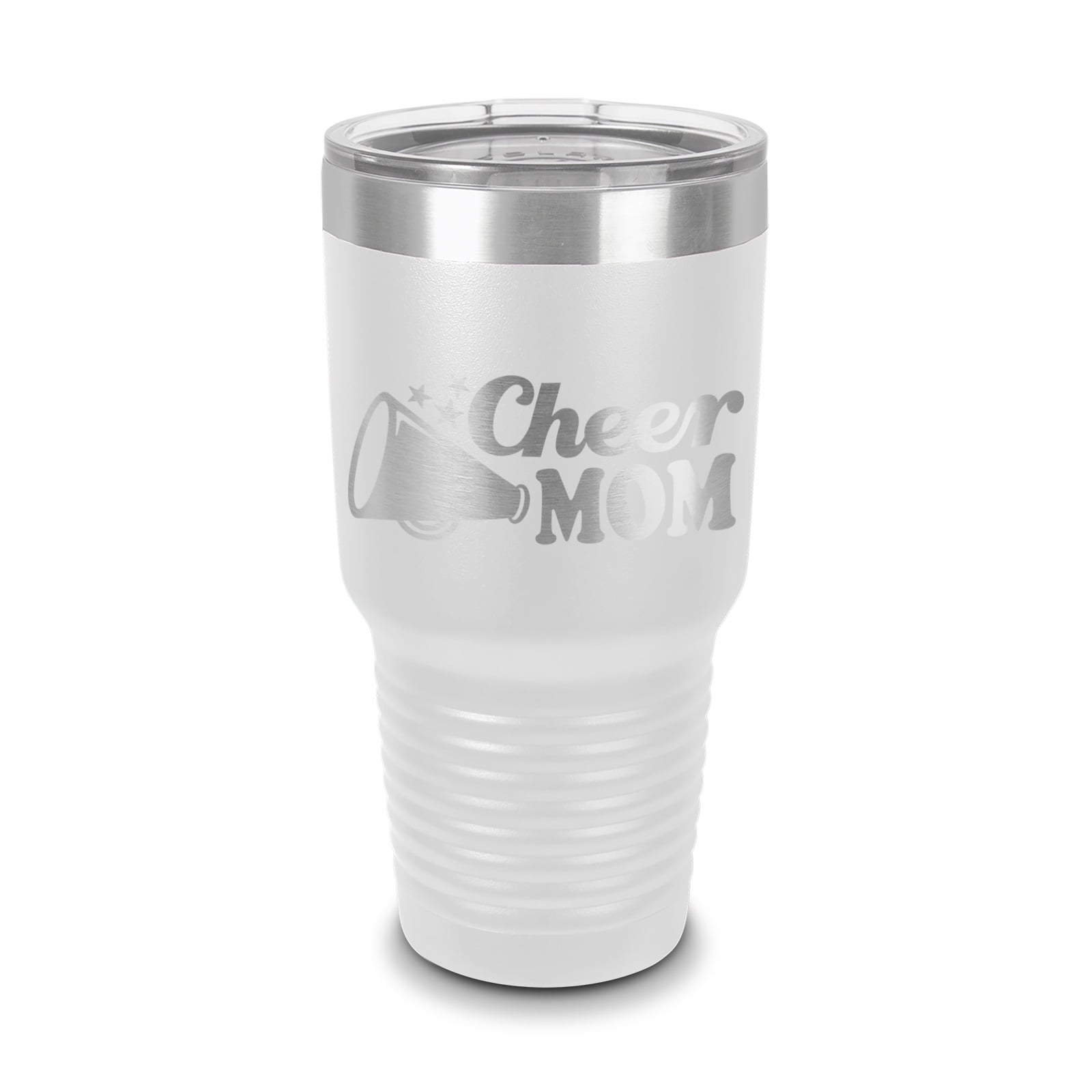 Cheer Mom Tumbler 30 oz - Laser Engraved w/ Clear Lid - Stainless Steel ...