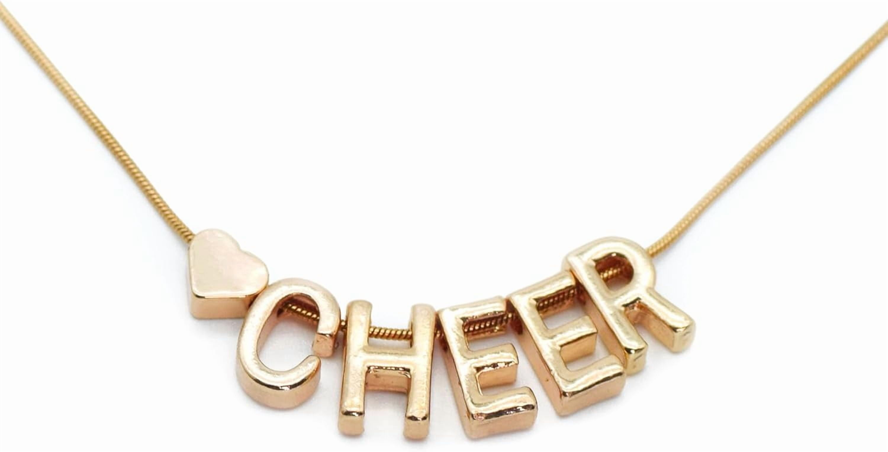 Cheer Necklace Cheerleader Cheerleading Teens Letter Love Heart Pendant ...