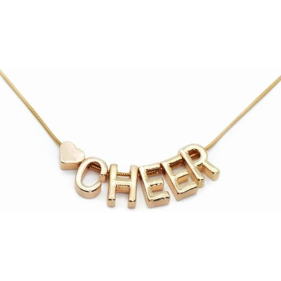 Cheer Necklace Cheerleader Cheerleading Teens Letter Love Heart Pendant ...
